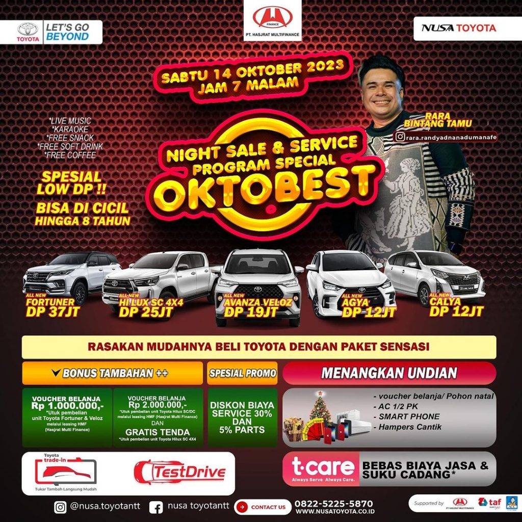 Nusa Toyota Night Sale & Service Hadir Lagi di Bulan Oktober 2023 – Nusa Toyota News