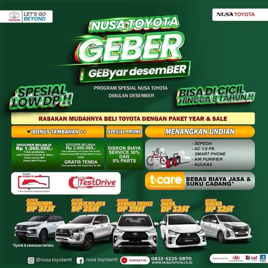 Nusa Toyota Gelar Promo Akhir Tahun GEBER 2023! – Nusa Toyota News
