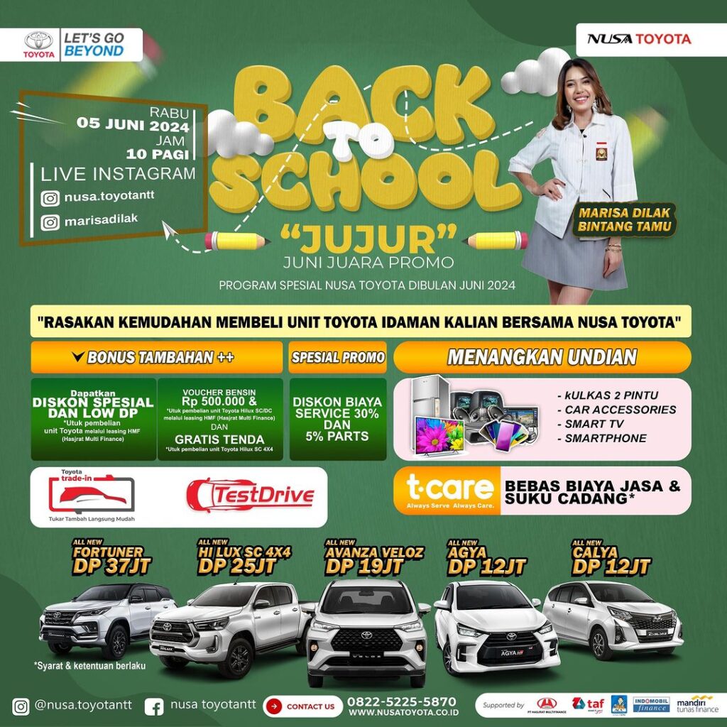 Gabung Yuk di Instagram Live Nusa Toyota Edisi ‘Juni Juara Promo’ – Nusa Toyota News